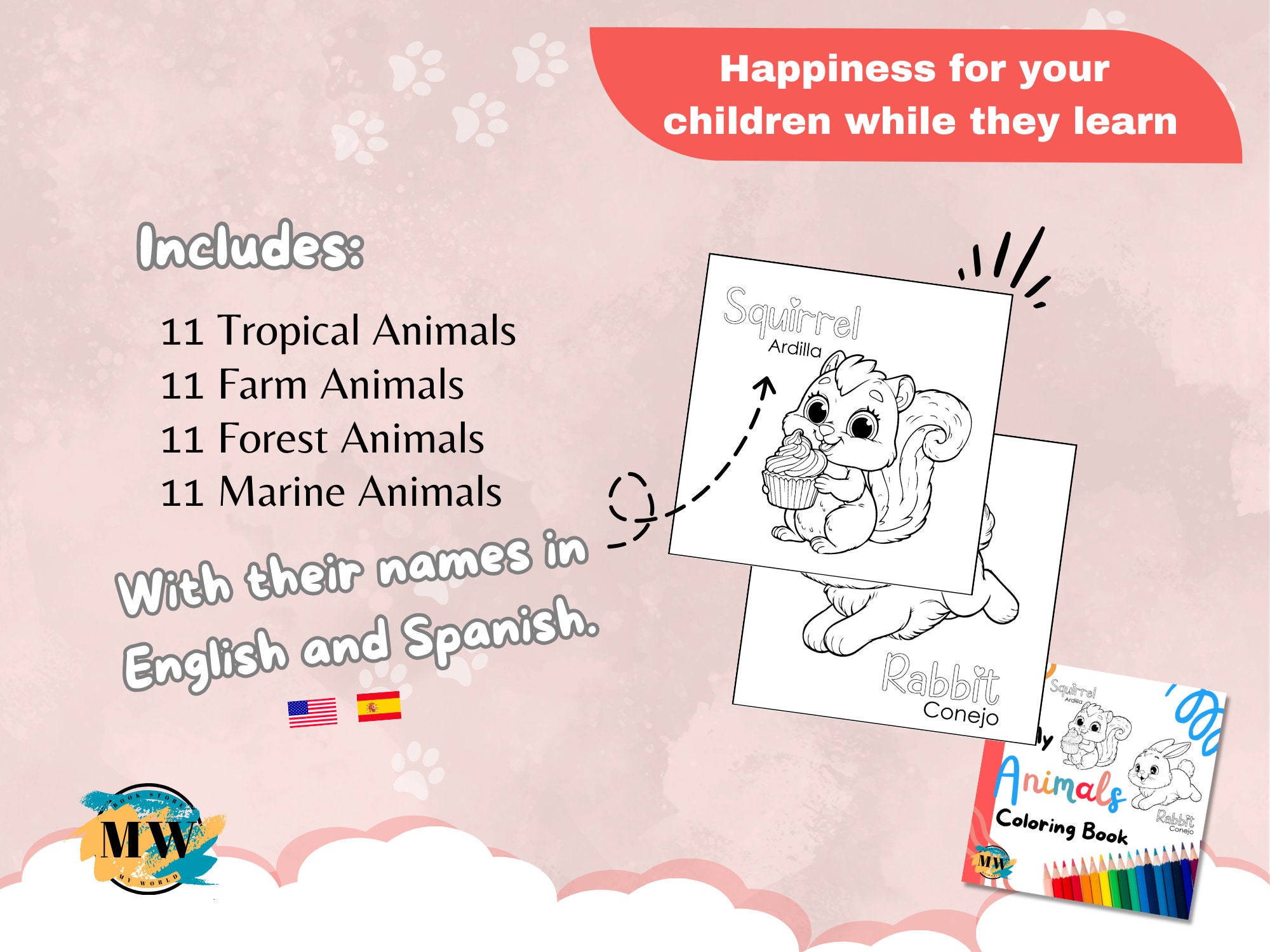 My Animals Coloring Book 40+ Incredibly Cute and Adorable Animals From ...