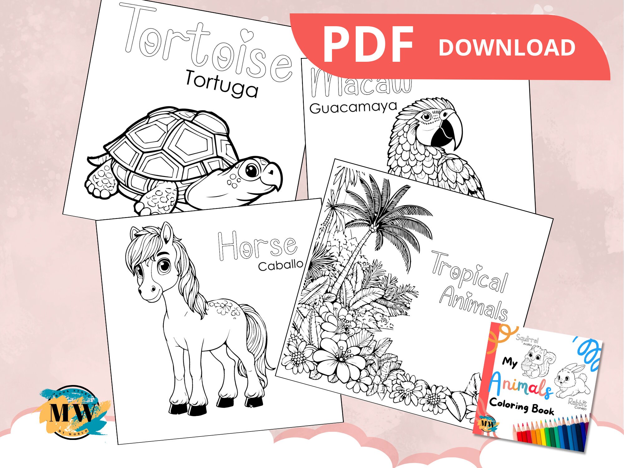 My Animals Coloring Book 40+ Incredibly Cute and Adorable Animals From ...