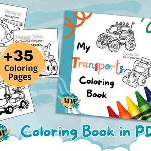 My Transport Coloring Book 40+ Drawings of Sports and Family Cars, Food ...