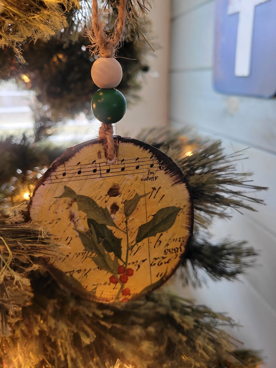 Wood Slice Christmas Ornament - Etsy