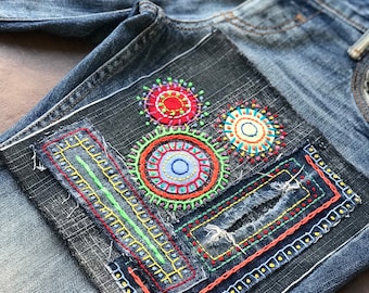 Hand Sewn Denim Boro Patch With Sashiko Slow Stitching, Visible Mending ...