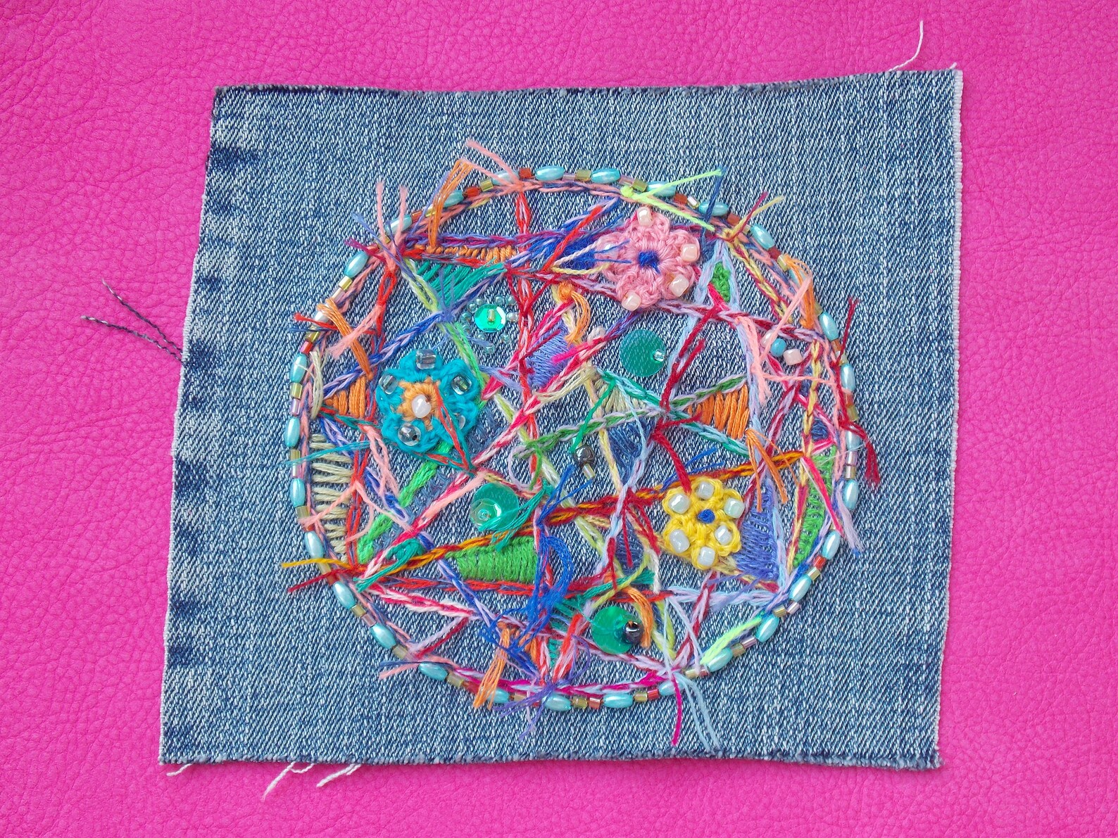 Abstract Hippie Hand Embroidered Denim Sew-on Patch for Visible Mending ...