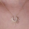 14K Gold Sun Necklace, Sunburst Celestial Pendant, Sun Charm Choker ...
