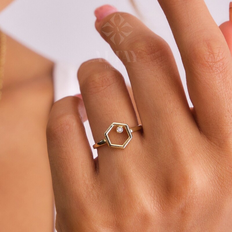 Hexagon Ring - Etsy