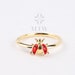 14K Gold Ladybug Ring, Ladybird Colorful Ring, Unique Animal Ring, Cute ...