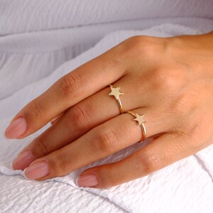 14K Solid Gold Star Ring, Stacking Ring, Tiny Astral Star Ring ...