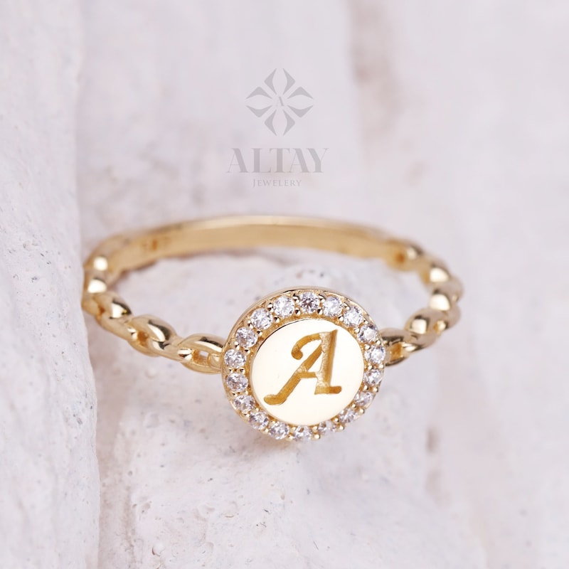 Gold Initial Ring - Etsy