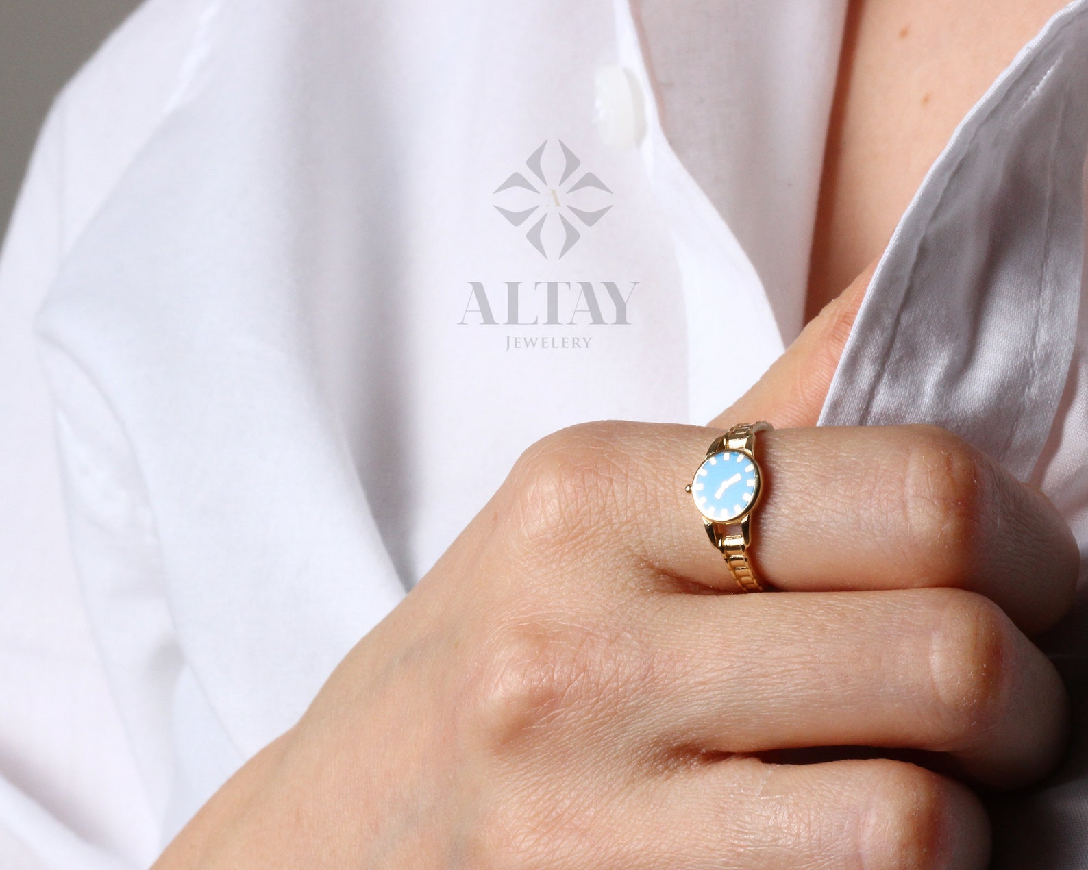 14K Gold Watch Ring Round Clock Ring Dainty Ring - Etsy