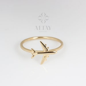 14k Solid Gold Airplane Ring Aviation Gifts Plane Gold Ring | Etsy