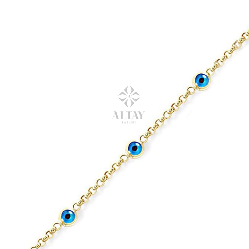 14K Gold Evil Eye Necklace, Gold Chain Choker, Evil Eye Charm Necklace ...