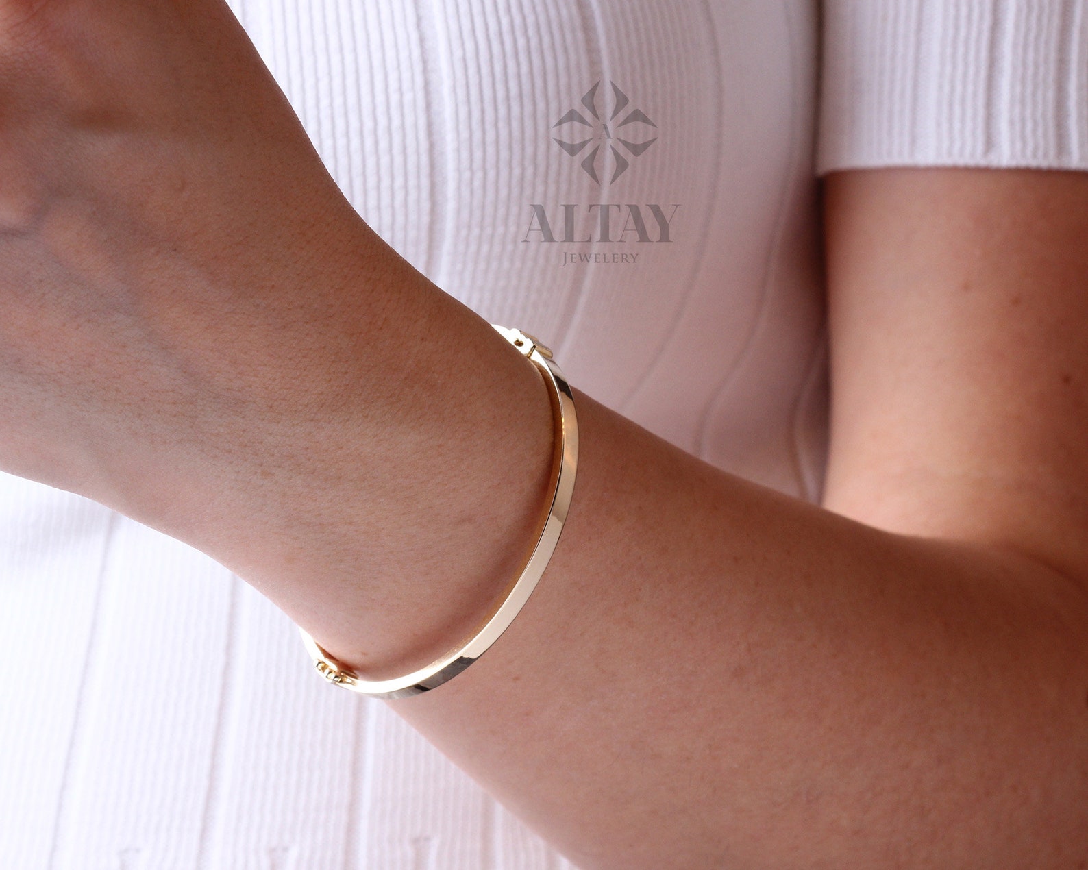 14K Gold Hinged Gold Bracelet Custom Gold Bangle 4mm 5mm 7mm - Etsy