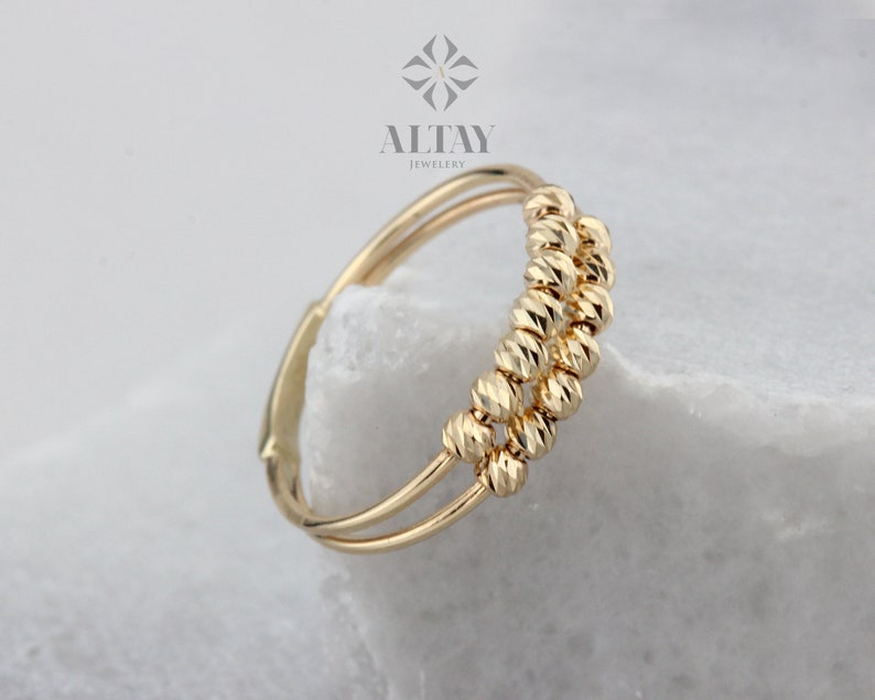 Dorica Beaded 14k Solid Gold Ring Stackable Dainty Delicate - Etsy