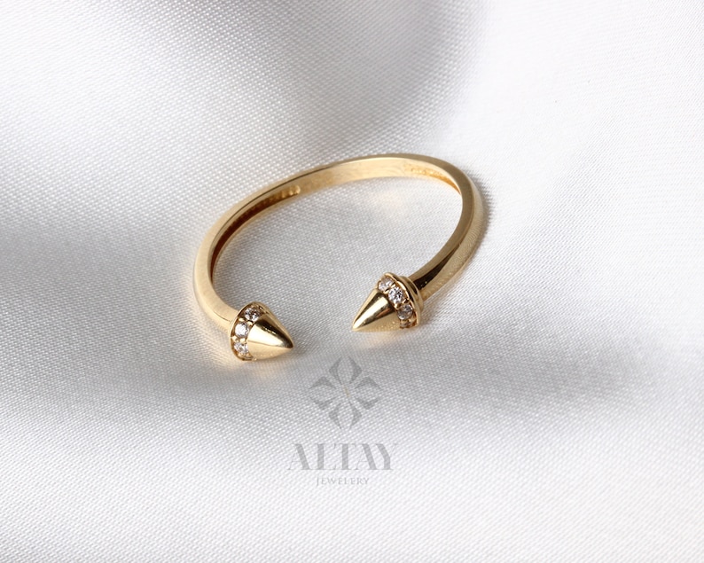 Gold Arrow Ring 14K Solid Gold Sideways Spike Arrow Ring - Etsy