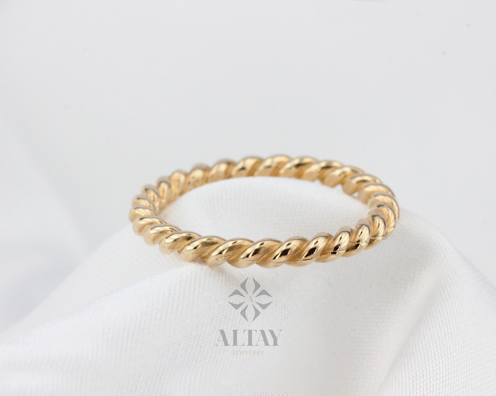 14K Solid Gold Twist Ring Rope Style Twisted Gold Ring | Etsy