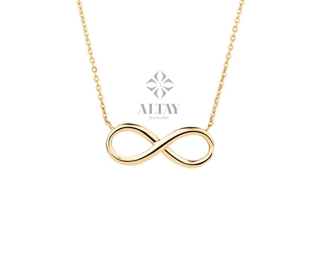 14K Solid Gold Infinity Necklace, Eternity Pendant, Minimalist Dainty ...