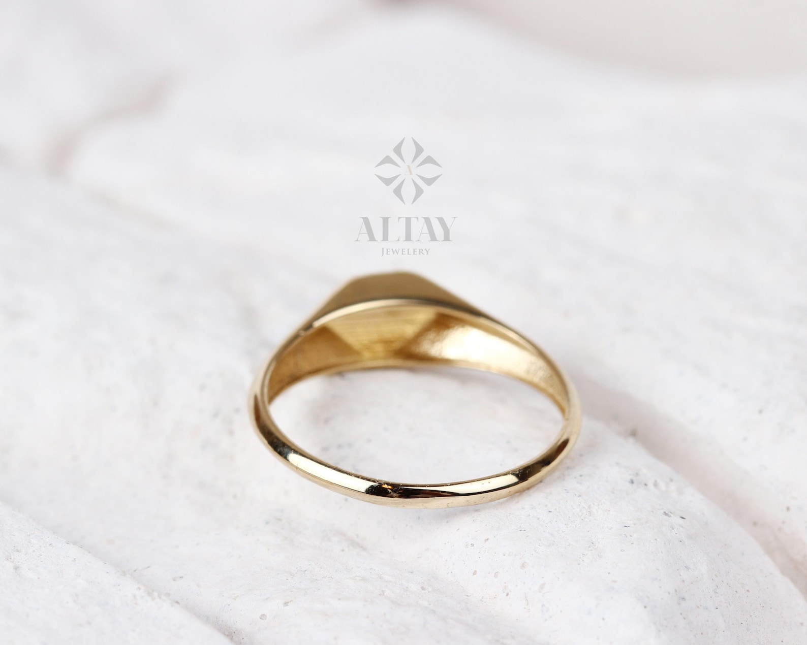 14K Gold Pentagon Signet Ring, Gold Signet Ring, Gold Pentagon Pinky ...