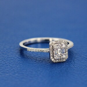 14K Gold Baguette Diamond Ring, Brilliant Diamond Engagement Ring ...
