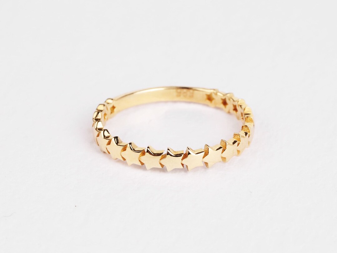 14K Gold Star Ring, Gold Multi Stars Ring, Starburst Minimalist Ring ...