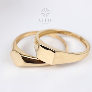 14K Gold Pentagon Signet Ring, Gold Signet Ring, Gold Pentagon Pinky ...