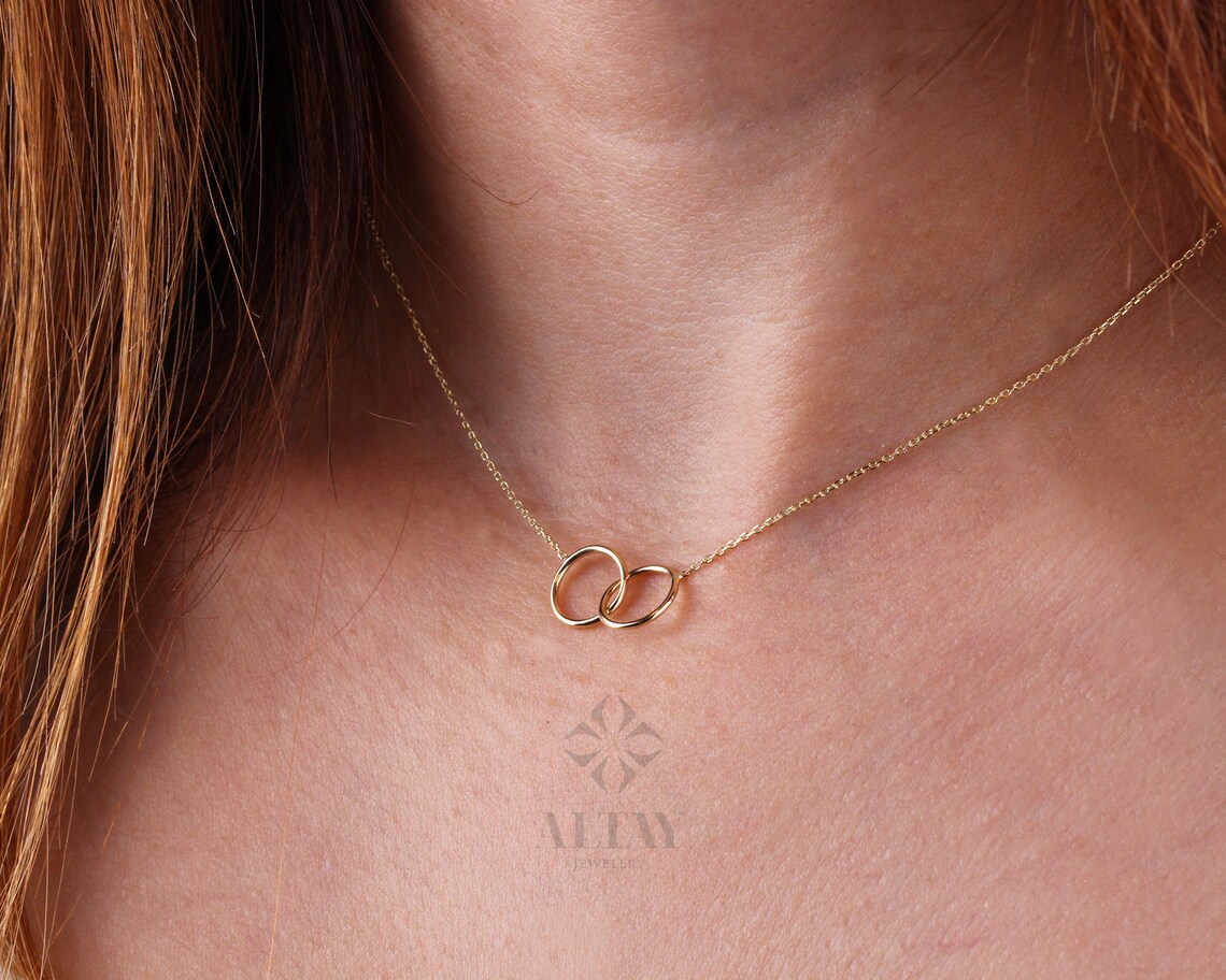 14K Gold Infinity Necklace Unity Link Necklace Minimal - Etsy