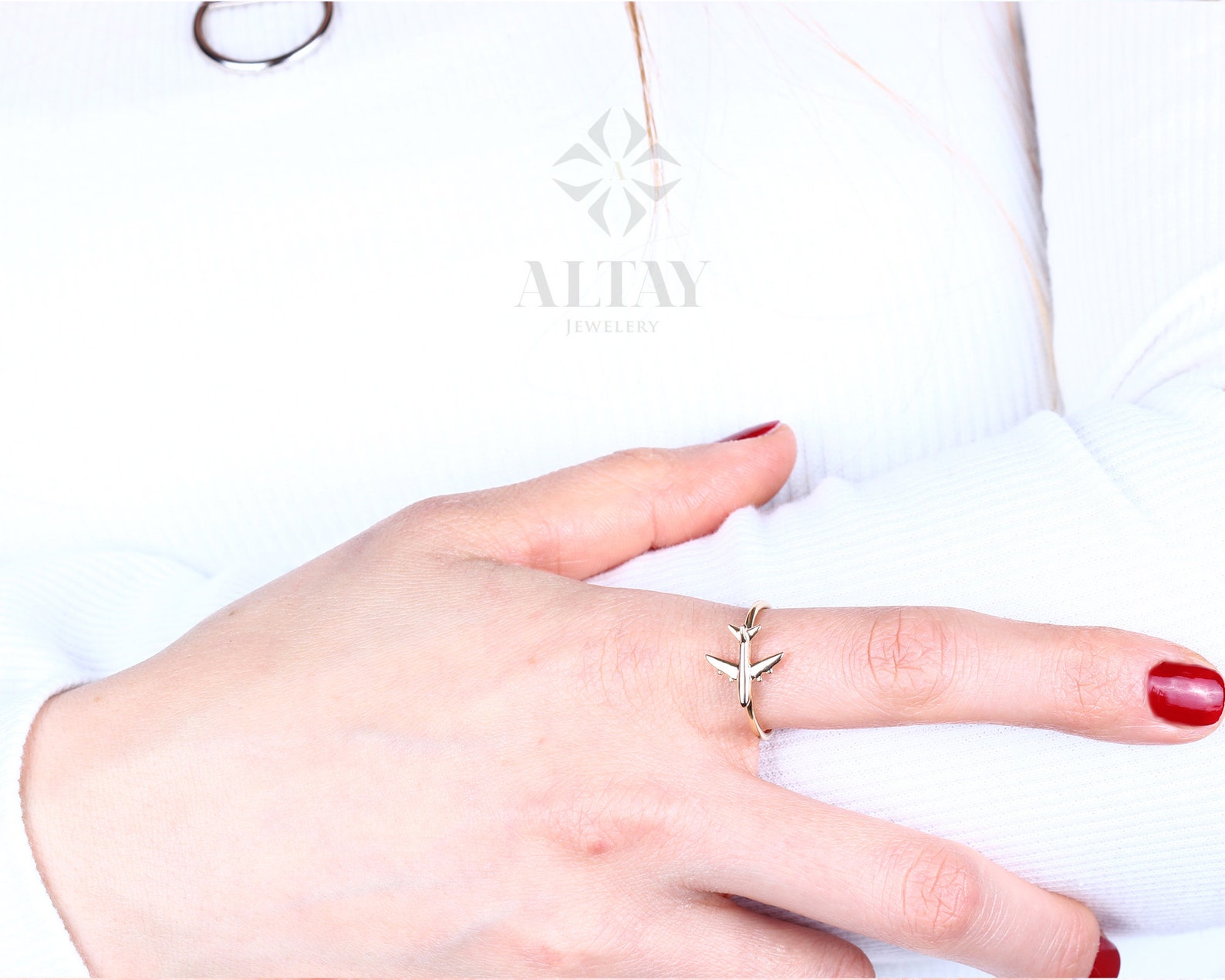 14k Solid Gold Airplane Ring Aviation Gifts Plane Gold Ring | Etsy