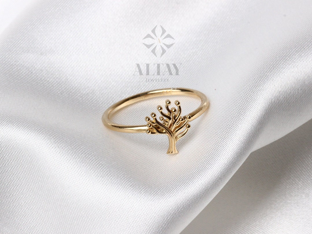 14K Gold Tree Ring, Tree of Life Ring, Family Tree Ring, Tree of Life ...