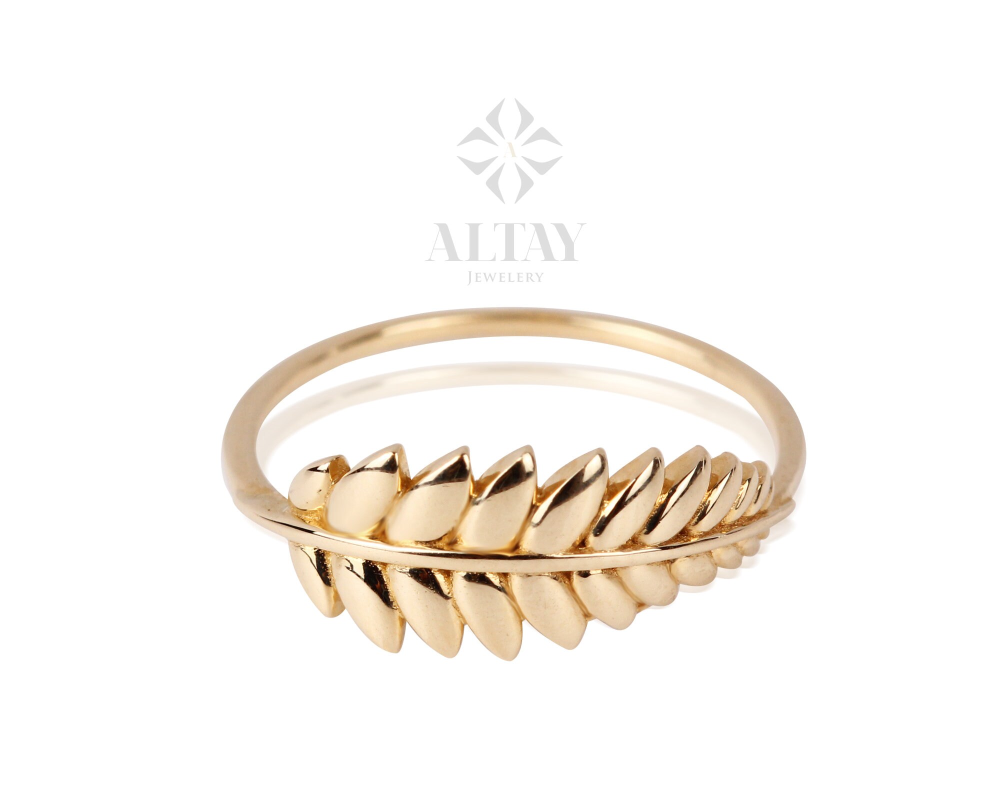 14K Solid Gold Laurel Ring Laurel Wreath Ring Leaf Branch - Etsy