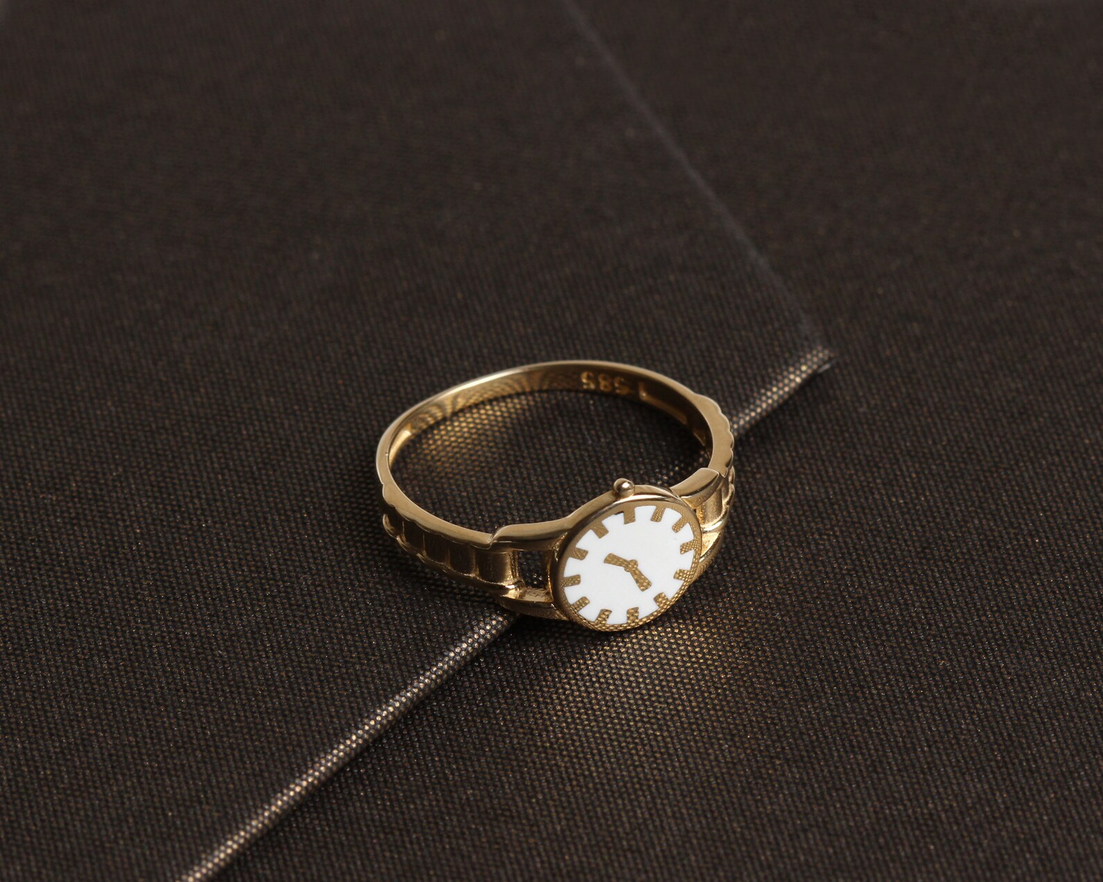 14K Gold Watch Ring Round Clock Ring Dainty Ring - Etsy
