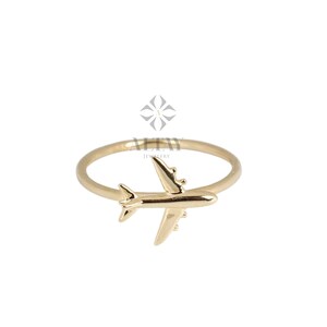 14K Solid Gold Airplane Ring Aviation Gifts Plane Gold Ring - Etsy