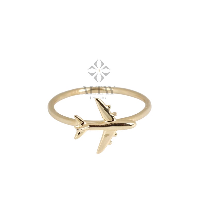 14K Solid Gold Airplane Ring Aviation Gifts Plane Gold Ring - Etsy