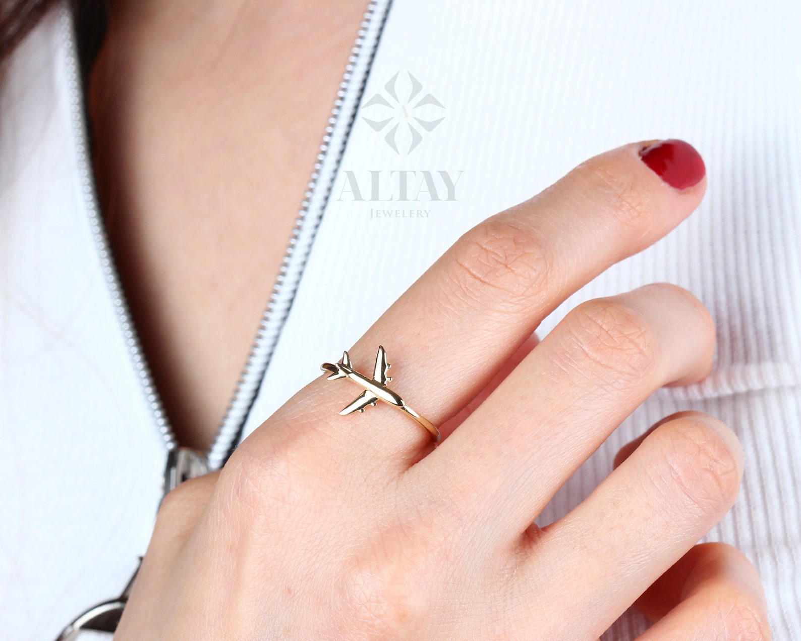 14k Solid Gold Airplane Ring Aviation Gifts Plane Gold Ring | Etsy