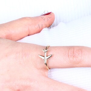 14k Solid Gold Airplane Ring Aviation Gifts Plane Gold Ring | Etsy