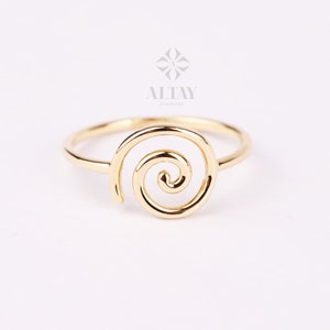 14K Gold Swirl Ring, Gold Candy Spiral Ring, Unique Promise Ring, Gold ...