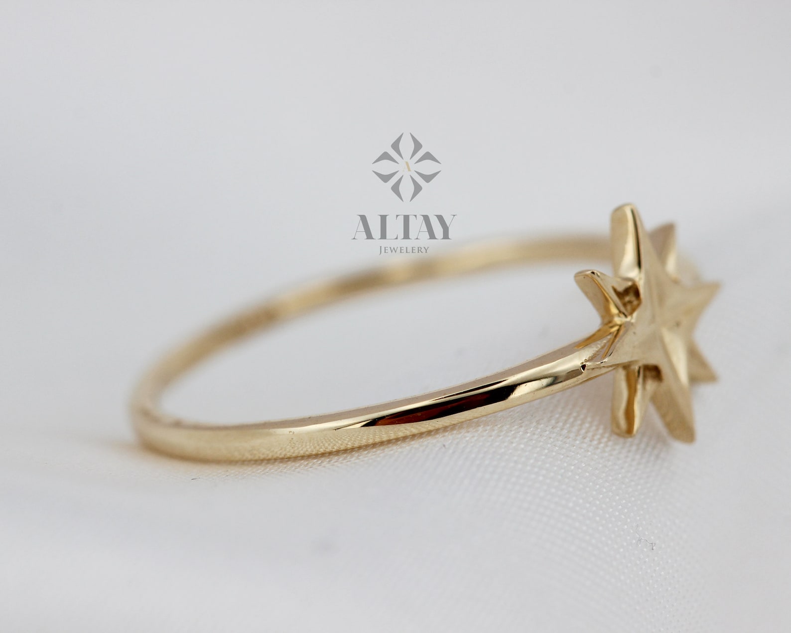 14K Solid Gold North Star Ring Star Stackable Ring Dainty - Etsy