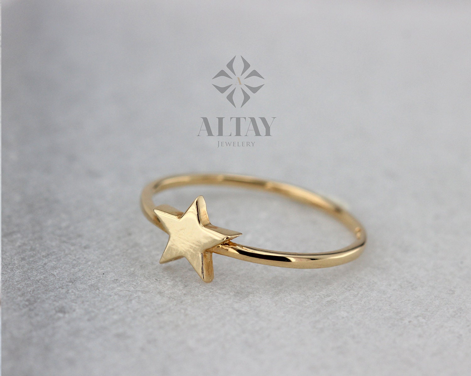 14k Solid Gold Star Ring Stacking Ring Tiny Astral Star | Etsy