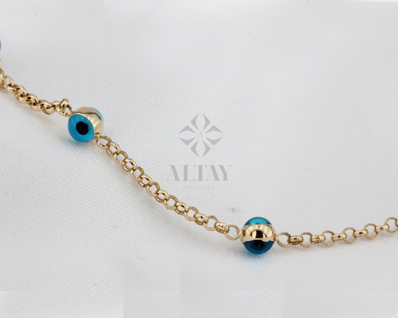 14K Gold Evil Eye Bracelet Gold Chain Bracelet Evil Eye - Etsy