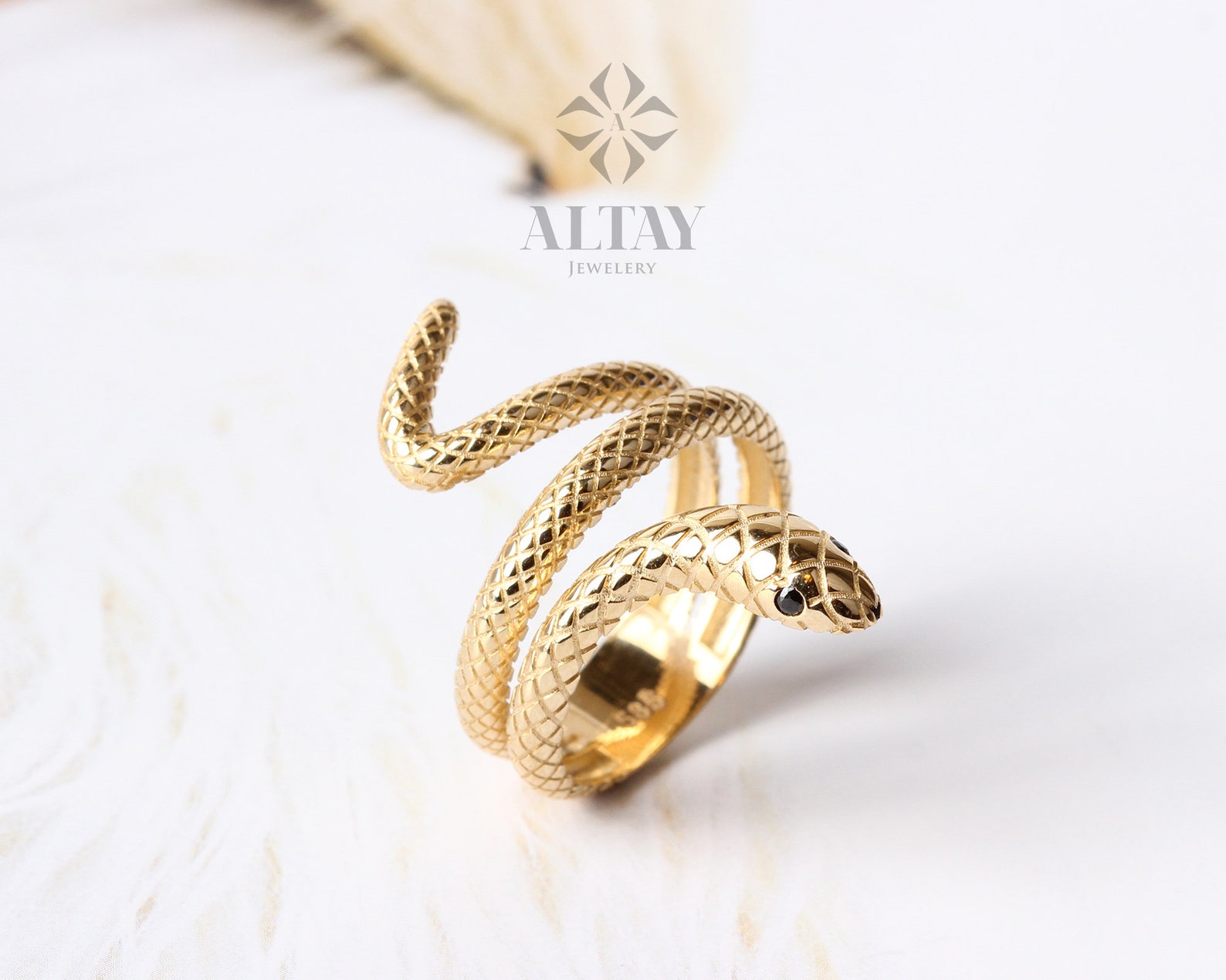14K Gold Snake Ring Wrap Snake Band Circle Serpent Jewelry - Etsy