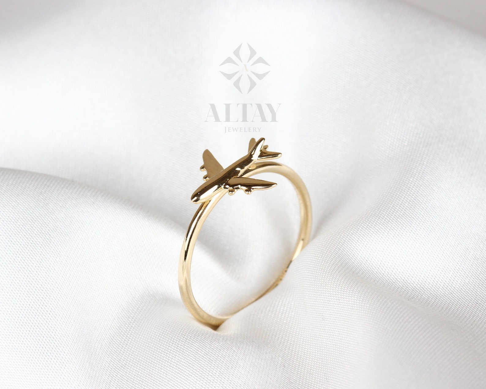 14k Solid Gold Airplane Ring Aviation Gifts Plane Gold Ring | Etsy