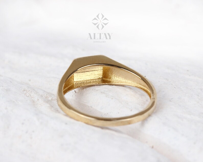 14K Gold Square Signet Ring Personalized Signet Ring - Etsy