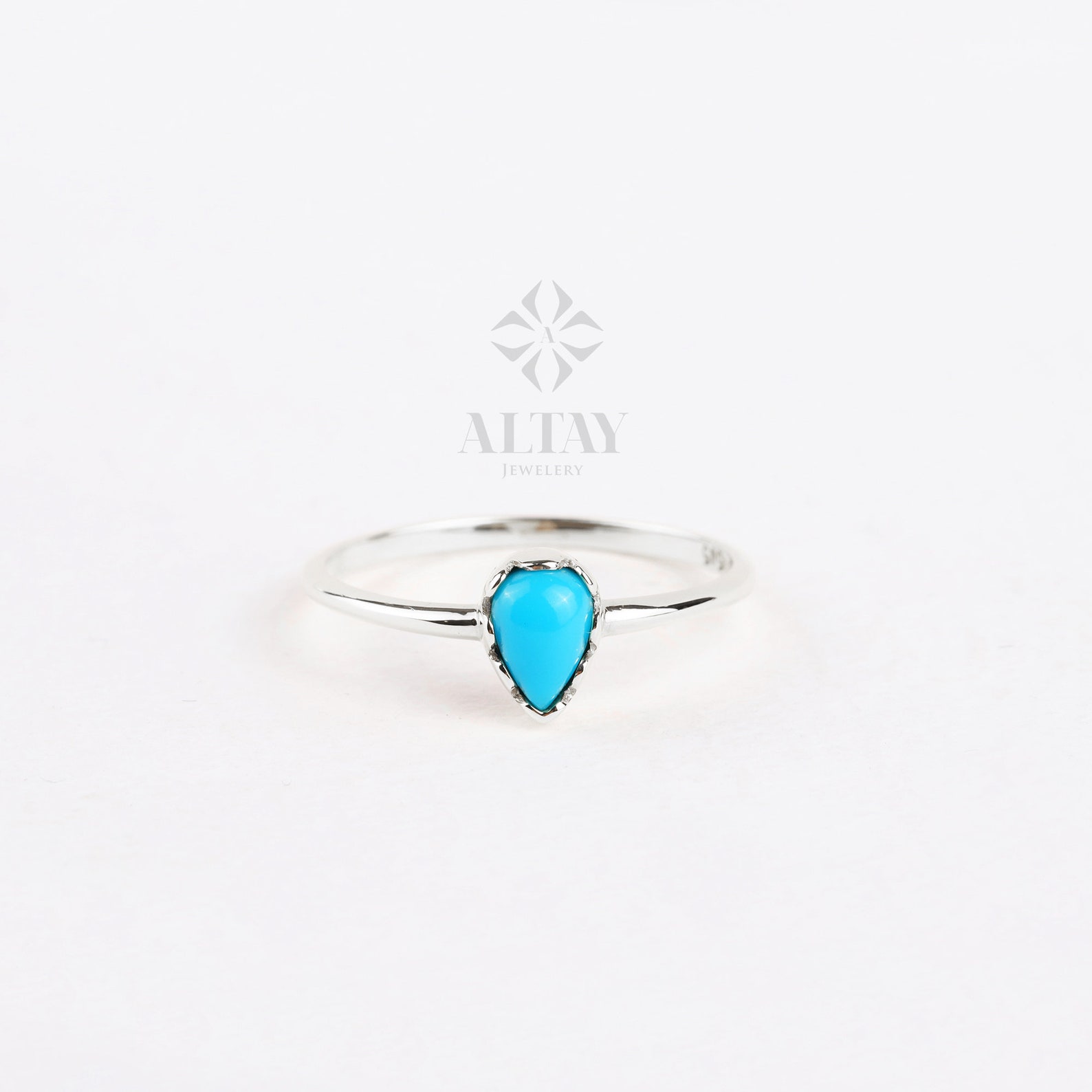 14K Gold Pear Turquoise Ring, Custom Ring for Mom, Turquoise Solitaire ...