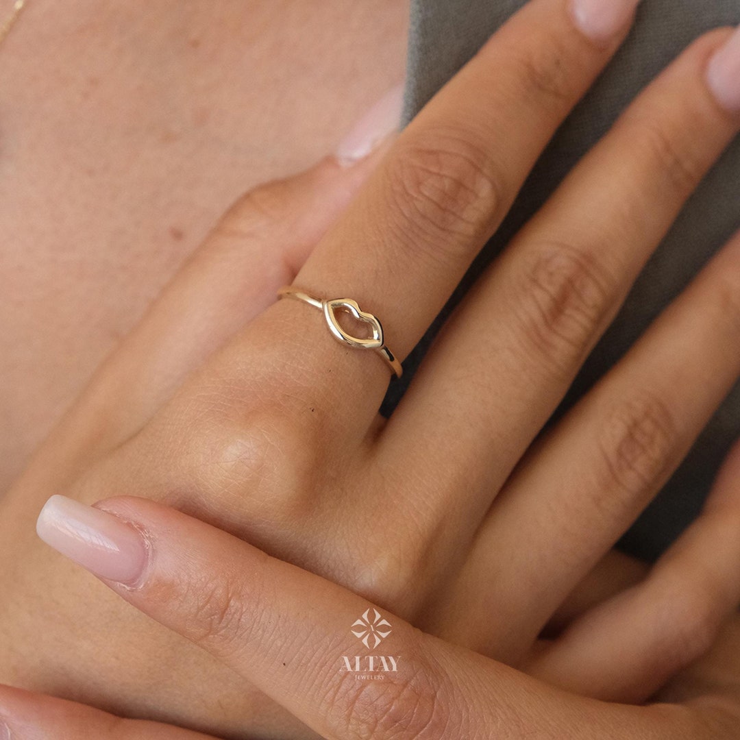 14K Gold Kiss Ring, Personalized XO Ring, X Kiss Ring, Promise Ring ...