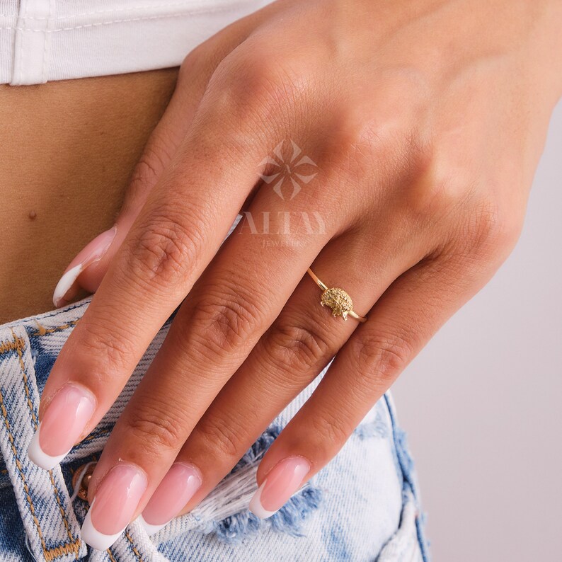 14K Gold Hedgehog Ring, Tiny Hedgehog Animal Ring, Unique Pointer ...