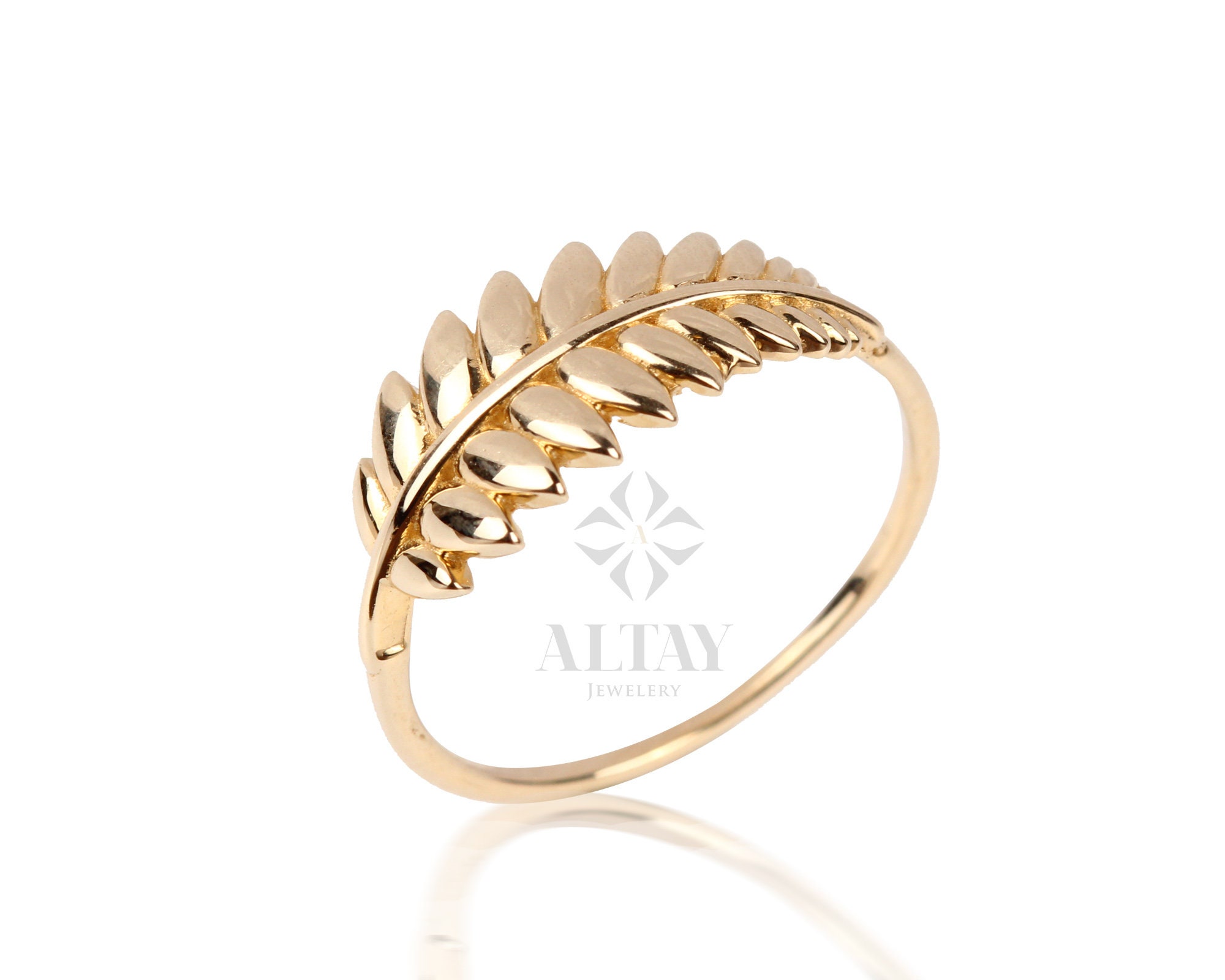 14K Solid Gold Laurel Ring Laurel Wreath Ring Leaf Branch - Etsy