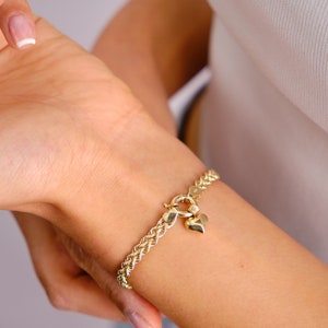 14K Gold Rope Chain Bracelet, 4.7mm Dainty Rope Bracelet, Personalized ...