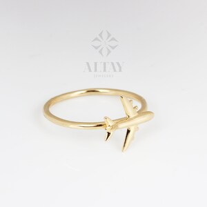 14k Solid Gold Airplane Ring Aviation Gifts Plane Gold Ring | Etsy