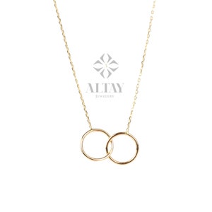 14K Gold Infinity Necklace, Unity Link Necklace, Minimal Dainty Double ...