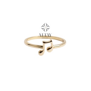 14K Gold Music Note Ring, Musicians Gold Ring, Musical Note Band Ring ...