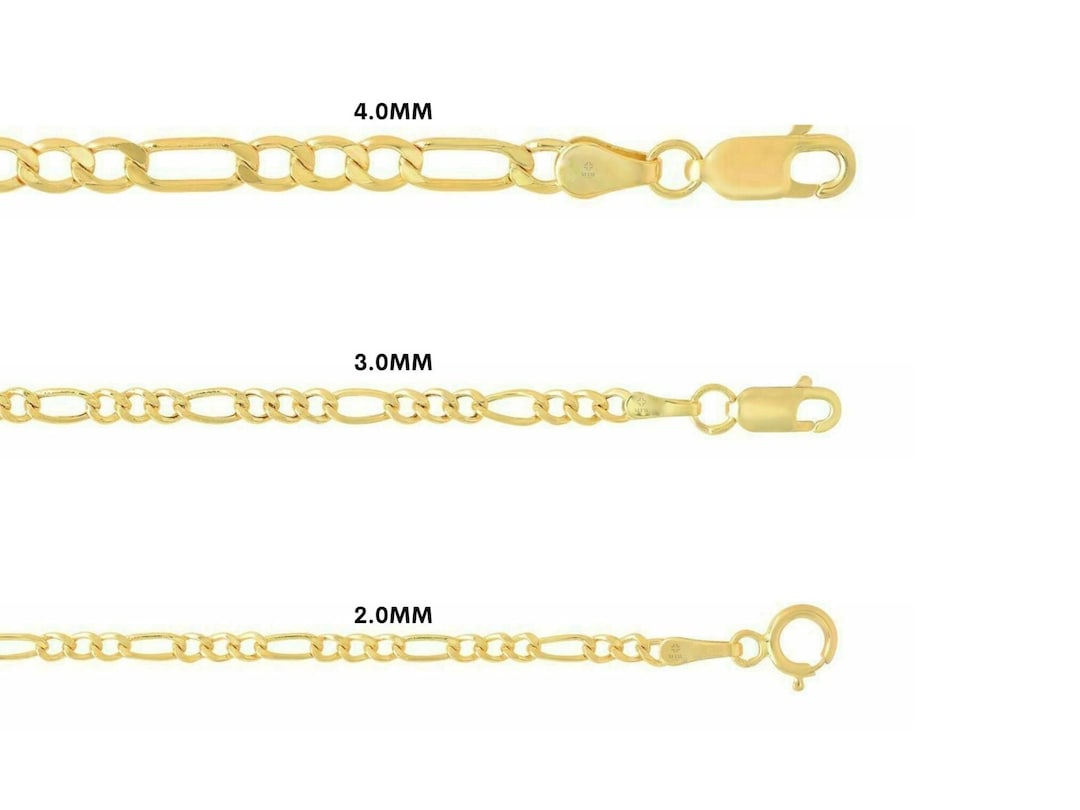 14K Gold Figaro Chain Necklace, 2mm 3mm 4mm Figaro Choker, Layering ...