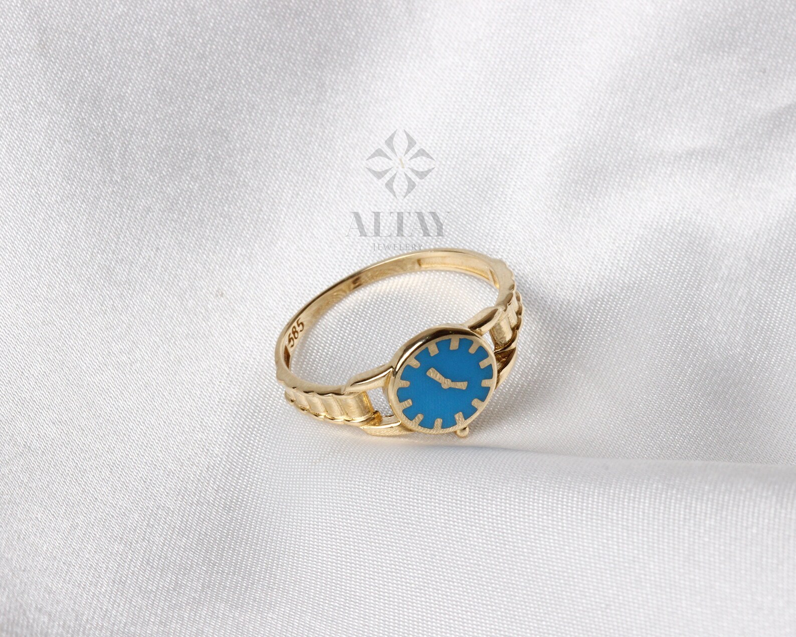 14K Gold Watch Ring Round Clock Ring Dainty Ring - Etsy