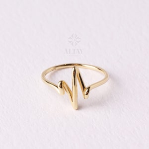 14K Gold Heartbeat Ring, Lifeline Pulse Band Ring, Love Forever Ring ...